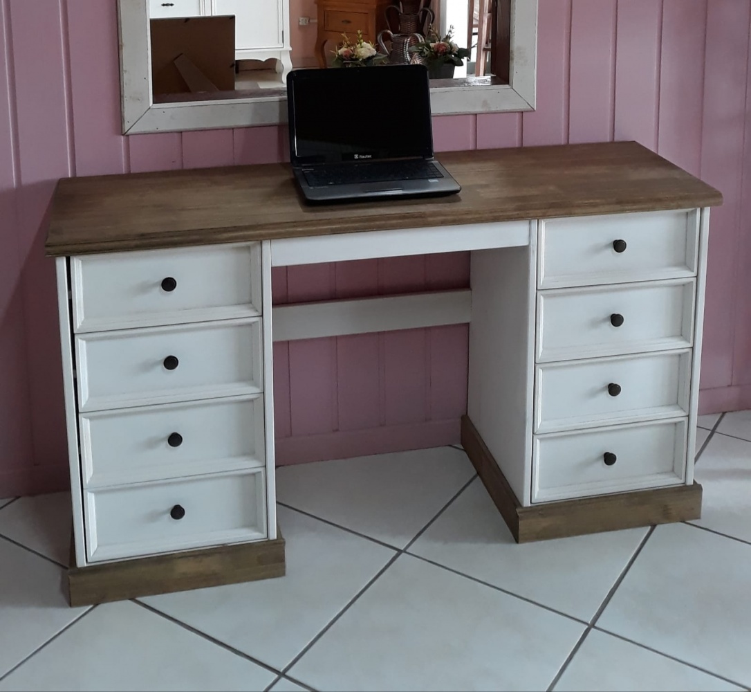 1206 - Escrivaninha 08 gavetas Provençal com Cêra